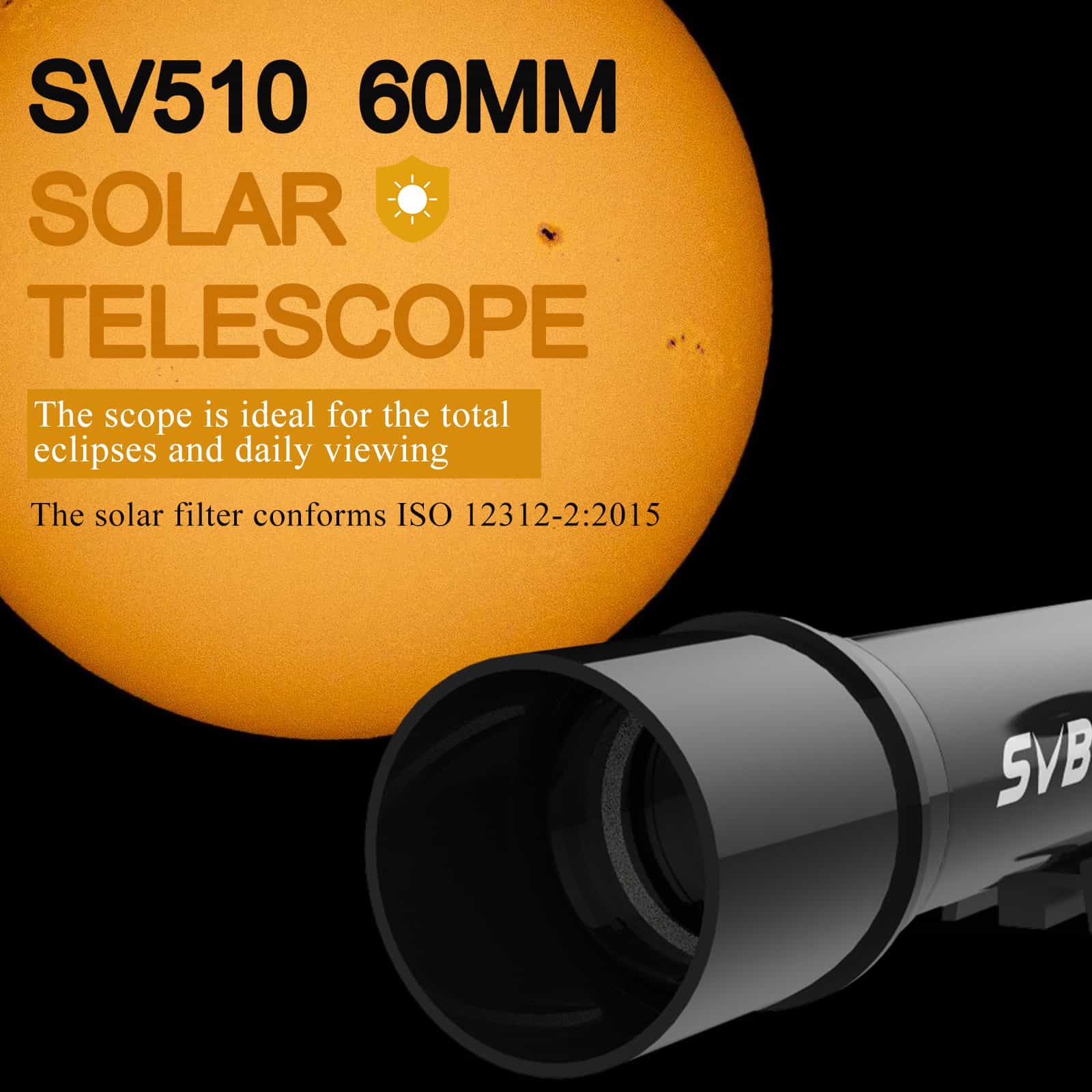 SV510 Travel Solar Eclipse Telescope 60mm f/6.6 Refractor with Backpack ...