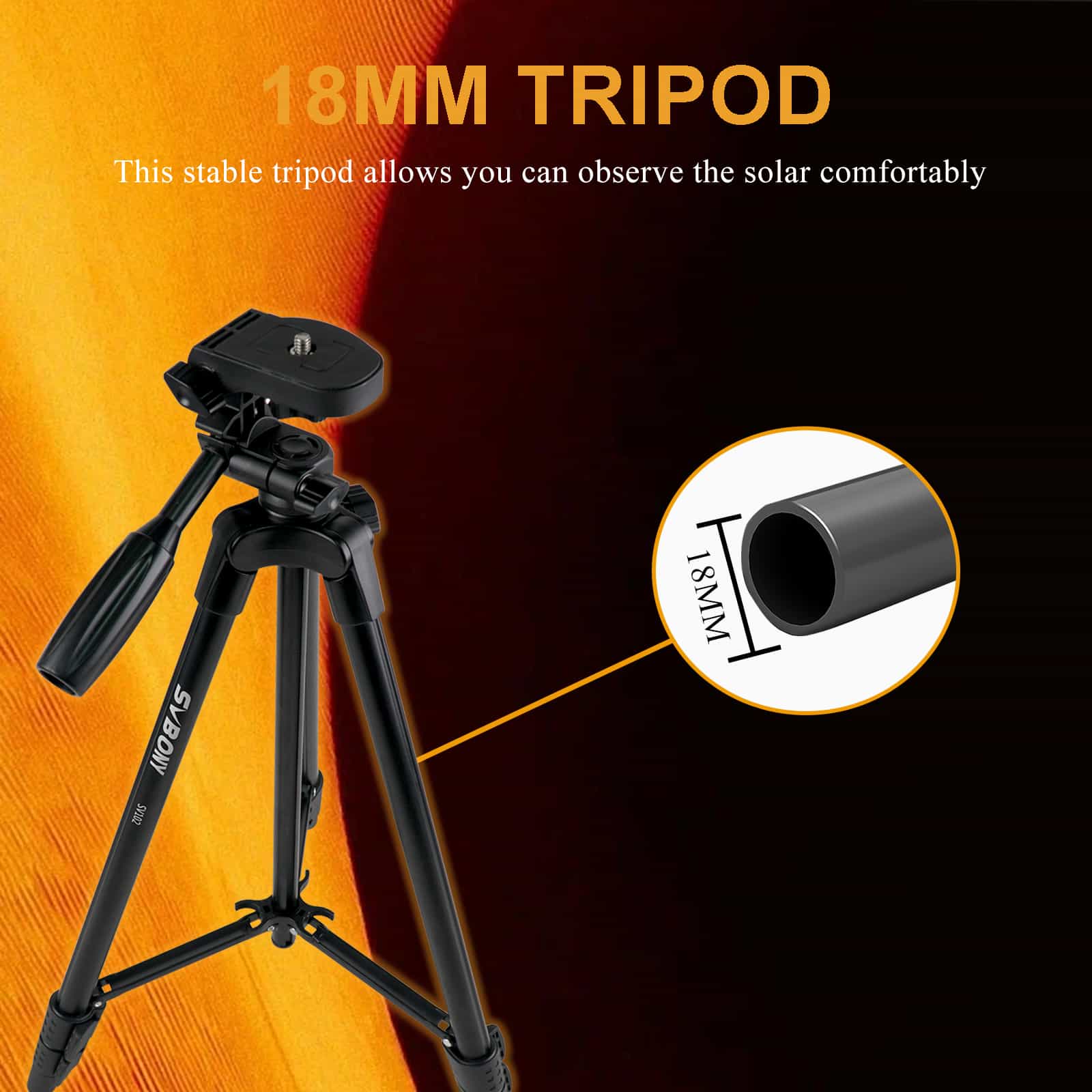 SV510 Travel Solar Eclipse Telescope 60mm f/6.6 Refractor with Backpack For Beginner and Children