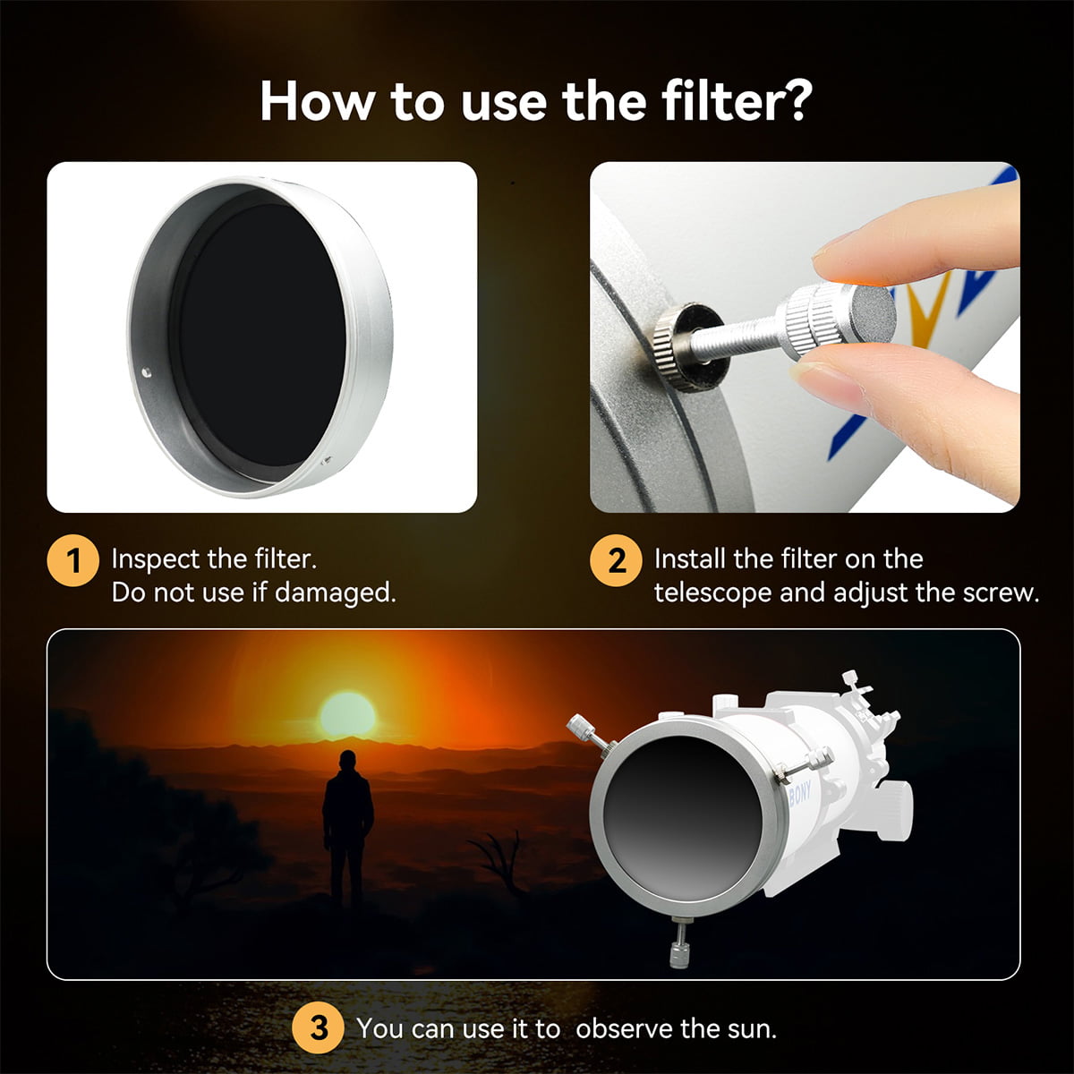 SV229 Solar Eclipse Telescope Filter Metal Cap